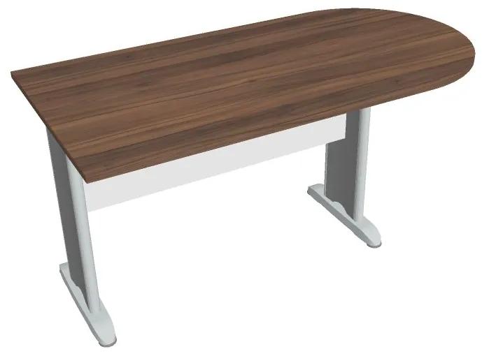 Stůl jednací oblouk 160 cm - Hobis Cross CP 1600 1 Dekor stolové desky: ořech, Dekor lamino podnože: bílá, Barva nohou: Stříbrná