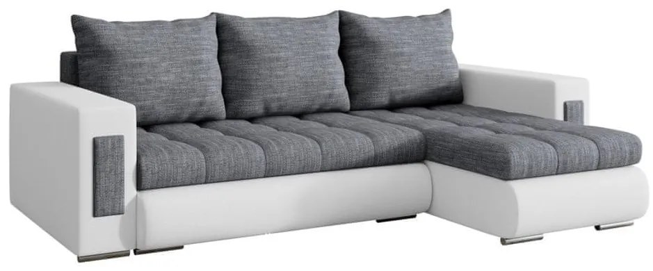 Nejlevnější nábytek Rohová sedačka OROSTA, šedá látka/bílá ekokůže