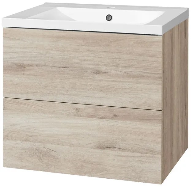 Mereo Mereo, Aira, koupelnová skříňka s umyvadlem z litého mramoru 61 cm, bílá, dub, šedá, CN720M