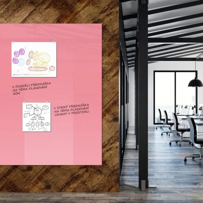 Růžová perlová firemní skleněná magnetická tabule Smatab® - 100 × 150 cm