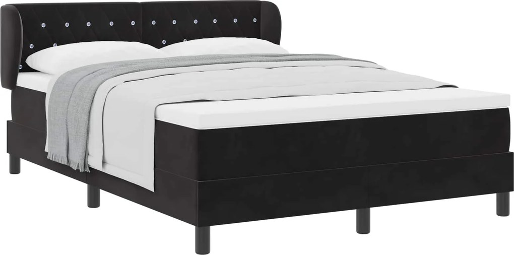 Postel s boxspringem s čelo Černá 140 x 200 cm samet 3340336