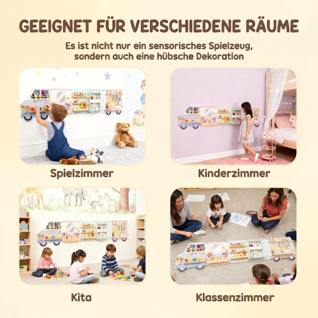 AIYAPLAY Montessori Busy Board senzorická hračka ve designu náklaďáku od 3 let