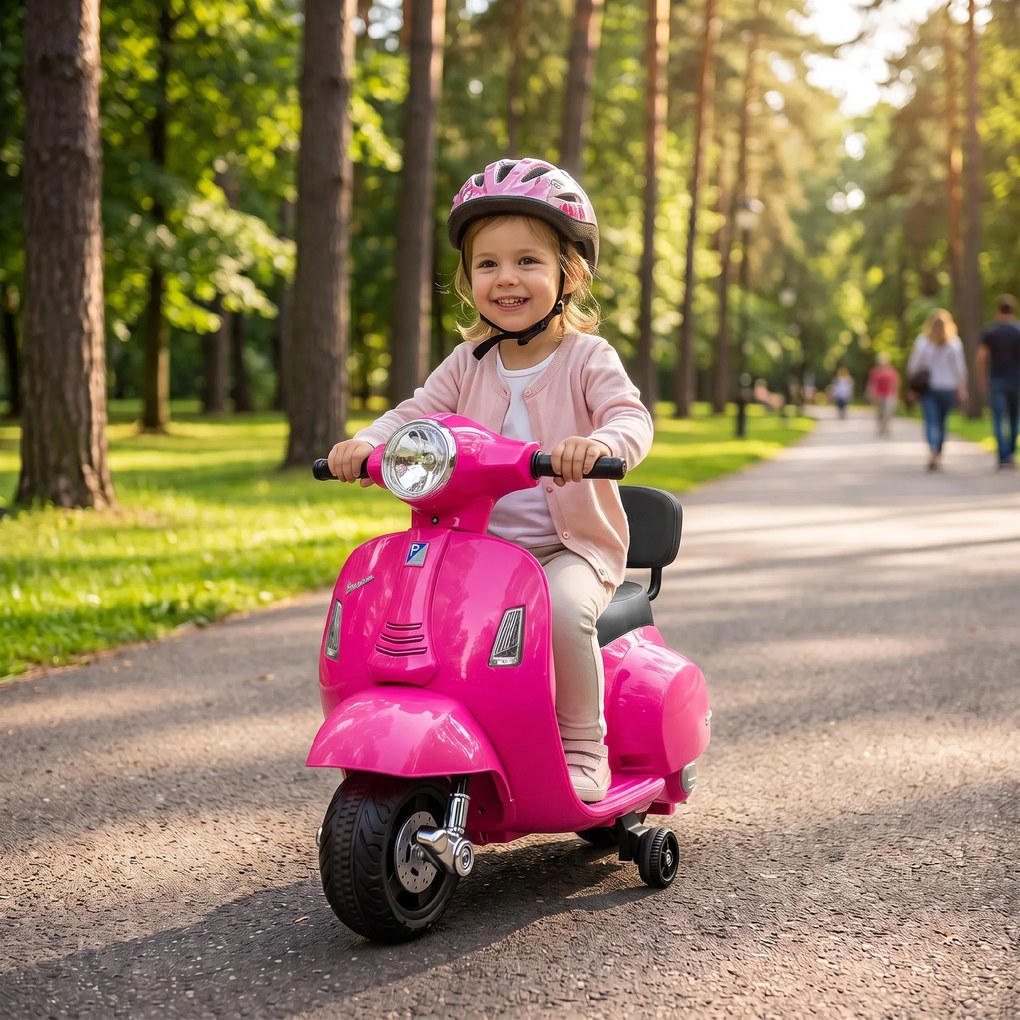 AIYAPLAY Elektro motorka pro děti Mini Vespa GTS 6V s lithiovou baterií, ergonomické sedadlo, opěrka zad, 1,5-3 roky 370-484V90PK