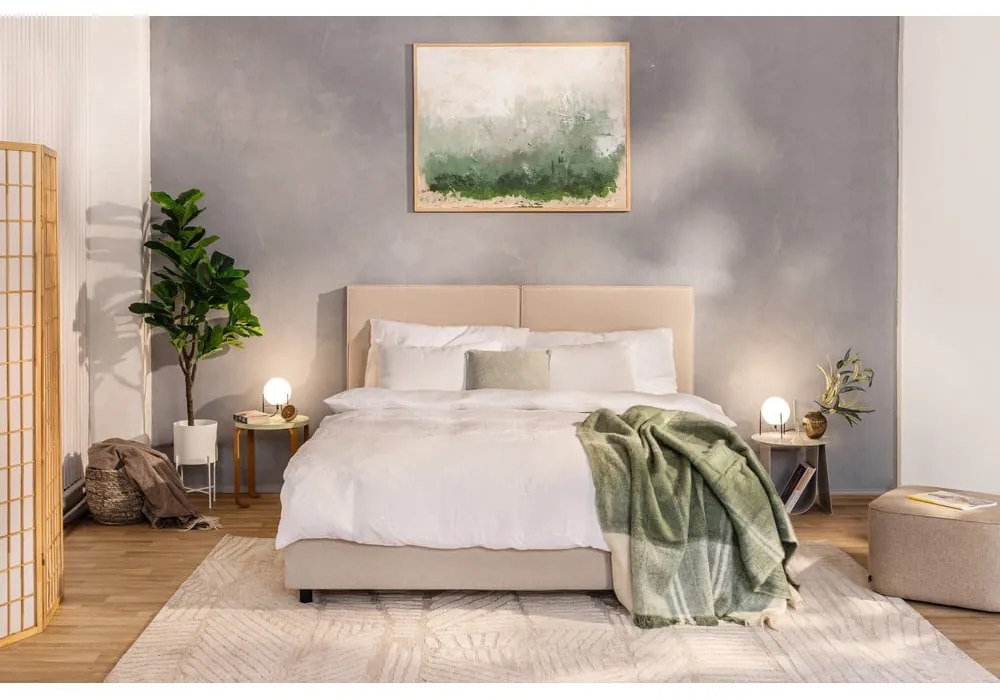 Béžová čalouněná dvoulůžková postel s úložným prostorem s matrací/s roštem 160x200 cm Myra Bold – Bonami Selection
