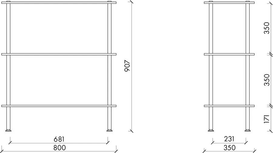 Regál v dekoru dubu v přírodní barvě 80x90,5x35 cm Teidi – noo.ma