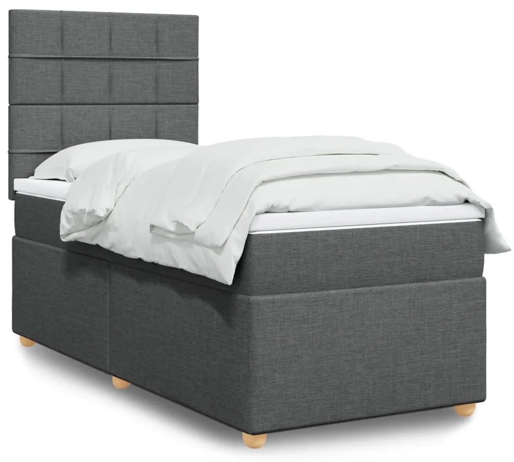 Box spring postel s matrací tmavě šedá 90x190 cm textil 3293436