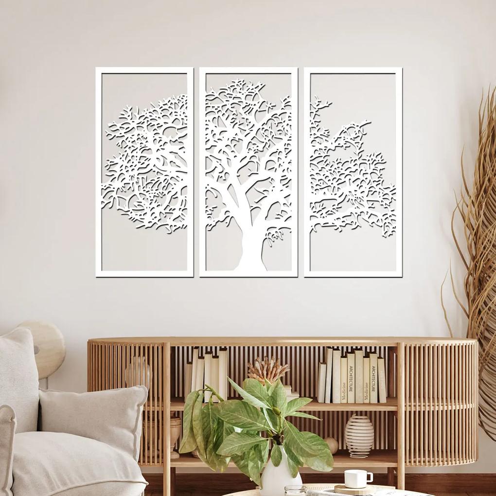 dřevo života 3 dílný dřevěný strom XXL Barevný vzor: Bílá, Rozměry (cm): 180x129