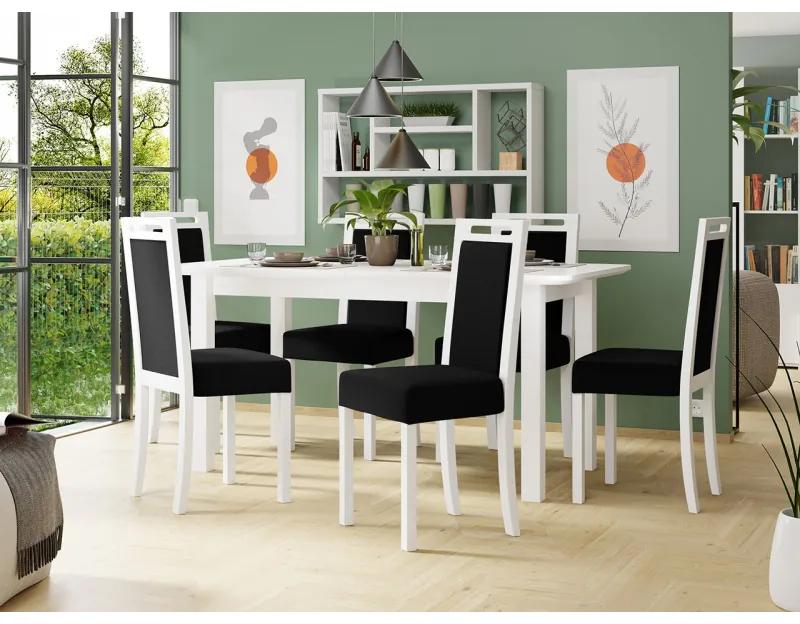 Rozkládací jídelní stůl se 6 židlemi AL10, Barva dřeva: ořech, Potah: 26x - Kronos 22