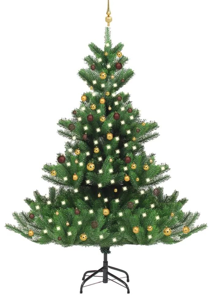vidaXL Umělý vánoční stromek normandská jedle LED a koule zelený 240cm