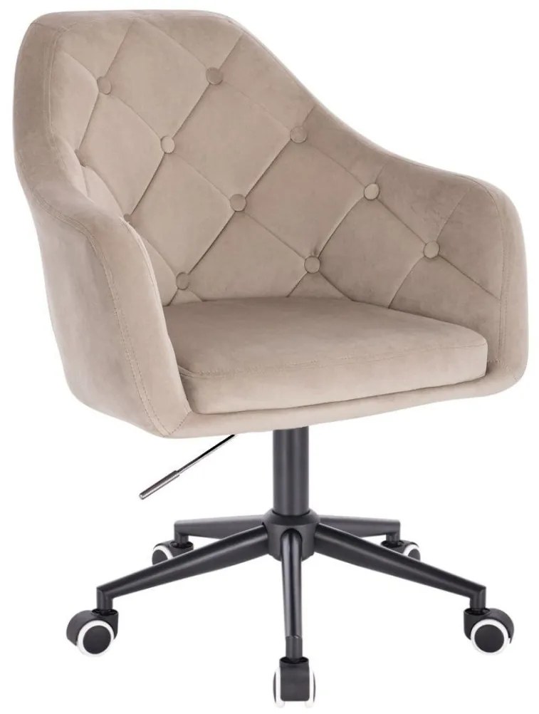 LuxuryForm DESIGN Otočné křeslo ANDORA VELUR na černé podstavě s kolečky - latte