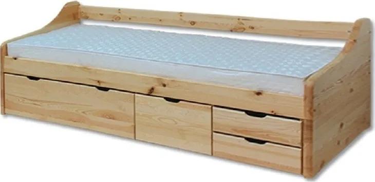 Casarredo - Komfort nábytek Masivní postel KL-131, 90x200, s úložným prostorem | barva: bez moření borovice
