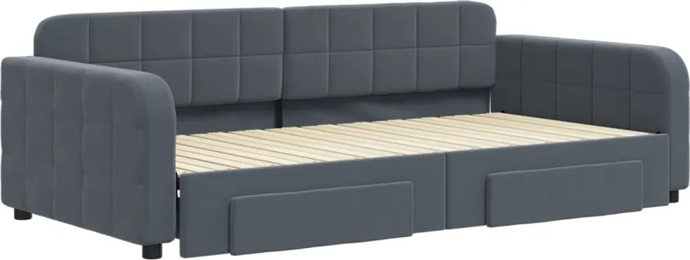Válenda s přistýlkou a zásuvkami tmavě šedá 100 x 200 cm samet 3196985