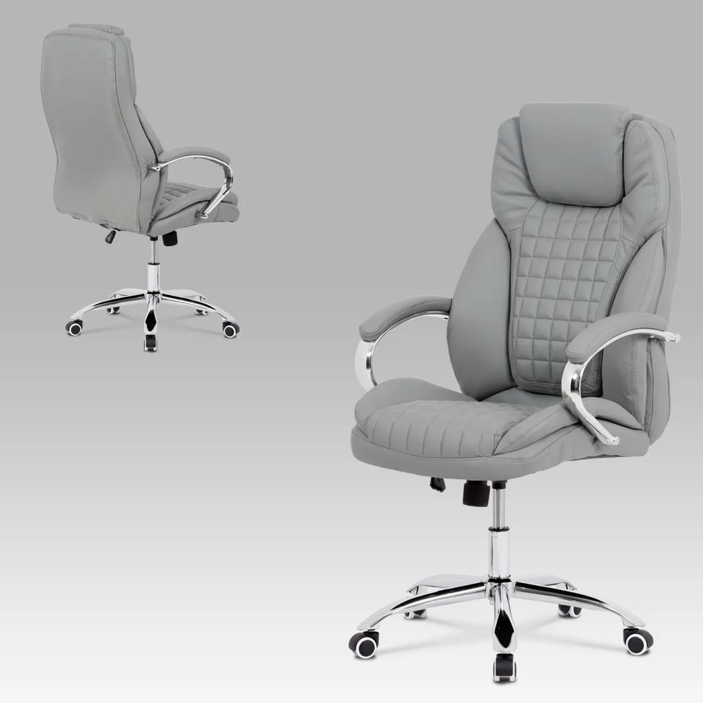 Artium Kancelářská židle, šedá eko-kůže, chrom kříž, houpací mechanismus - KA-G194 GREY