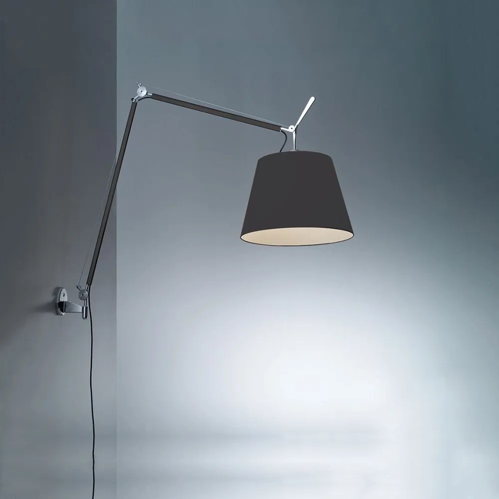 Artemide Tolomeo Wall Mega černá lampa se stmívačem, 1x150W E27, černé stínítko prům. 32cm, max. délka 185cm