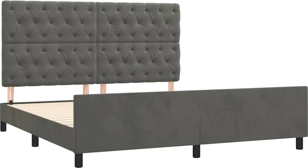 Rám postele bez matrace tmavě šedý 160 x 200 cm samet 3125947