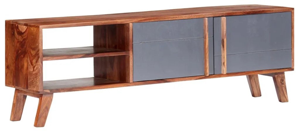 TV stolek šedý 140 x 30 x 45 cm masivní dřevo 286369