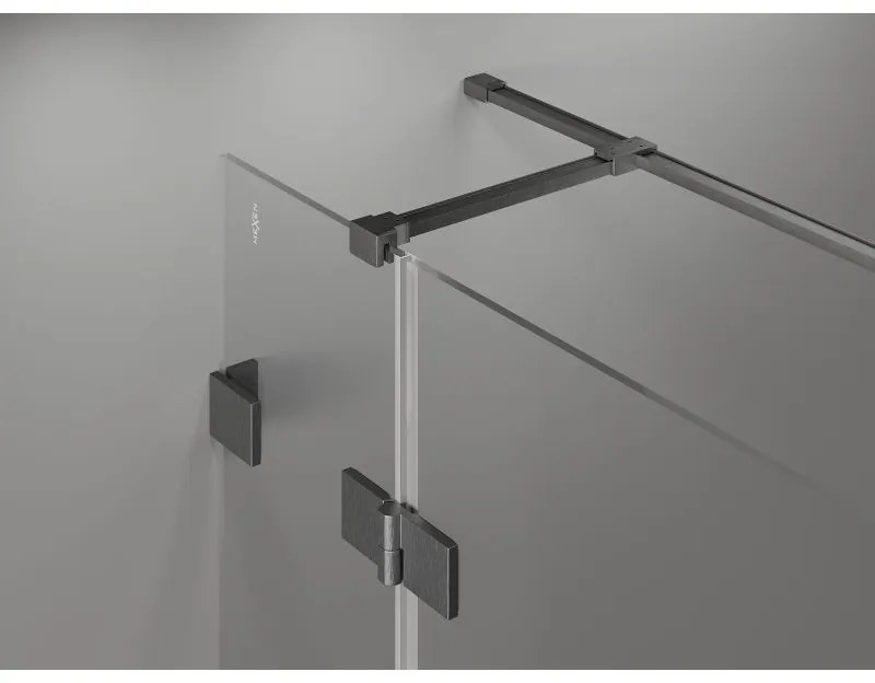 Mexen Lunar T, sklápěcí sprchový kout levý 110 x 110 cm, 8mm čiré sklo, profil grafit broušený, 834T-110-110-66-00-L