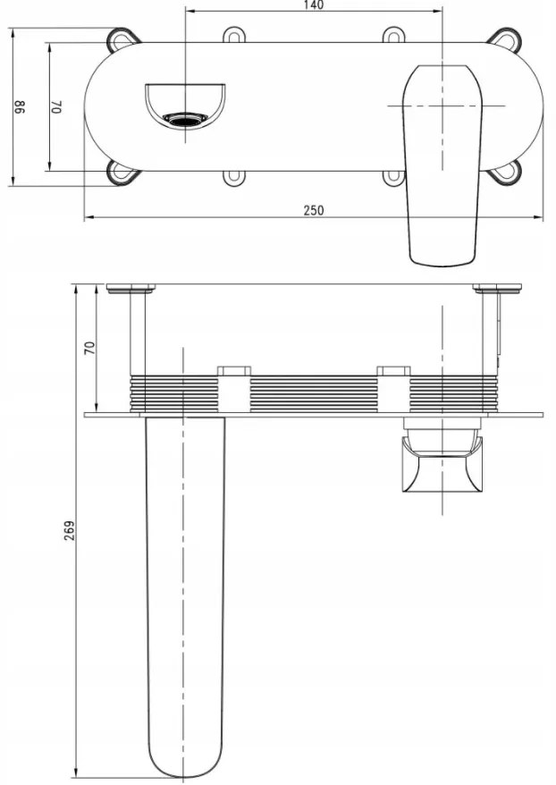 Cersanit City, podomítková umyvadlová baterie s BOX, chromová, S951-361