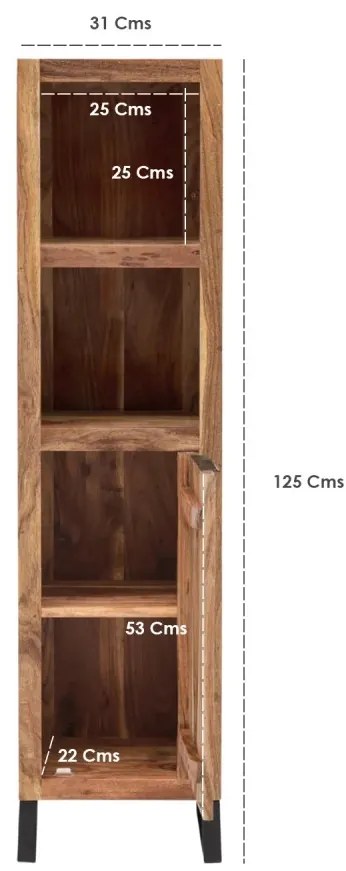 furniture-nabytek.cz - Masivní koupelnová skříňka Sidora z akácie, lakovaná, hnědá – 31×25×125 cm