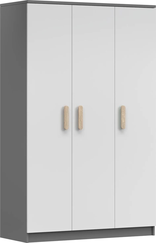 IDZ Šatní skříň SMYK II 3D 19, 120 cm Bílá + Grafit / Barevné úchytky Barva: Grafit