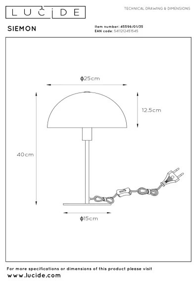 Lucide 45596/01/35 - Stolní lampa SIEMON 1xE14/25W/230V modrá
