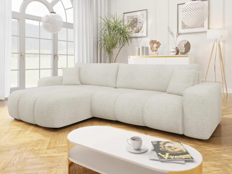 Rohová rozkládací sedačka Larow Maxi Boucle, Potah: Coral 75