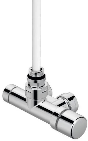 Zehnder - Rohová armatura 1-bodová SET K, 1/2, s regulační hlavicí vpravo, přívod vlevo, rozteč 50 mm, chrom 839018