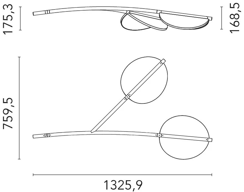 Flos Almendra S2 Y Short, závěsné svítidlo, tělová, 30W 2700K stmívatelné, 132cm