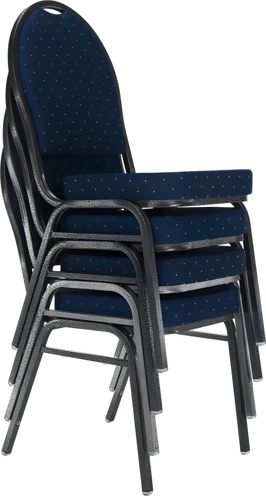 Židle, stohovatelná, látka modrá/šedý rám, JEFF 3 NEW