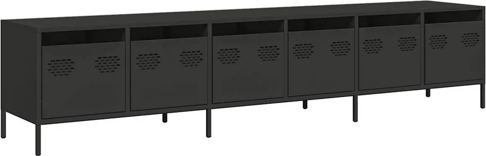 TV skříňka černá 202x39x43,5 cm ocel válcovaná za studena 3307149