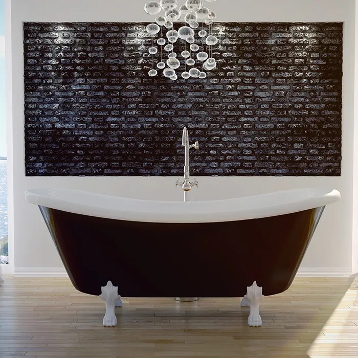 Besco Volně stojící vana ze sanitárního kompozitu Amelia BW 190x77 s přepadem Typ a barva výpustě: Click-Clack s přepadem, černá mat, Barva podpěrných nožek: Chrom