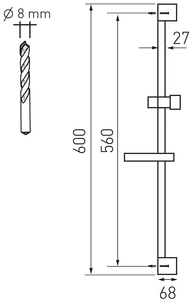 Novaservis - Posuvný držák sprchy s mýdelničkou chrom, RAIL4,0