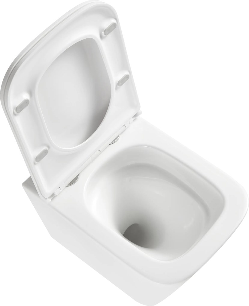 Erga Mery, závěsná WC mísa Rimless Tornado Flush 490x340x350 mm + toaletní sedátko s pomalým zavíráním, bílá, ERG-MERY-CE-94-001