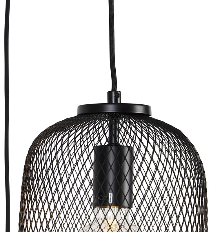 Průmyslová závěsná lampa černá 45 cm 3-světlo - Bliss Mesh