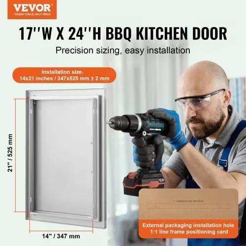 BBQ přístupová dvířka, 432 × 610 mm jednoduchá venkovní kuchyňská dvířka – B017D