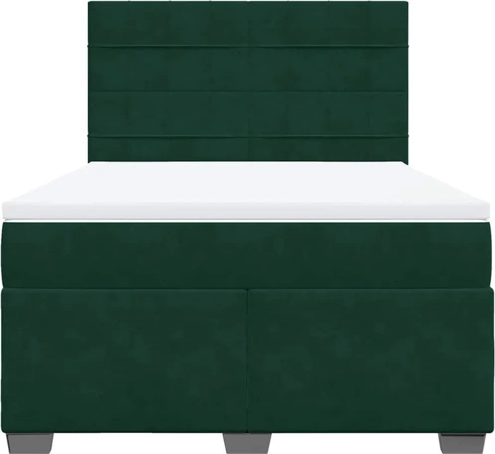 Box spring postel s matrací tmavě zelená 140x200 cm samet 3293233