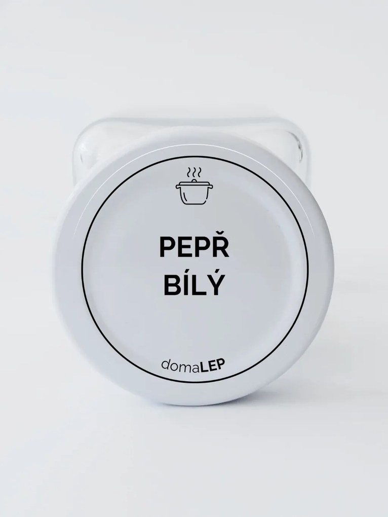 Samolepka na kořenky PEPŘ BÍLÝ průhledná 5 cm tučné písmo