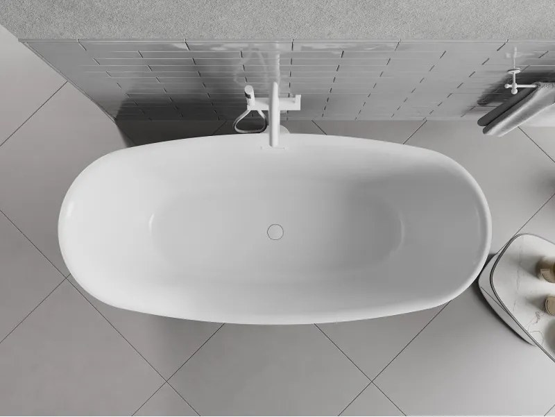 Mexen Luvo Slim, volně stojící vana 170 × 75 cm, bílá-černá, bílý přepad, 52801707575-20
