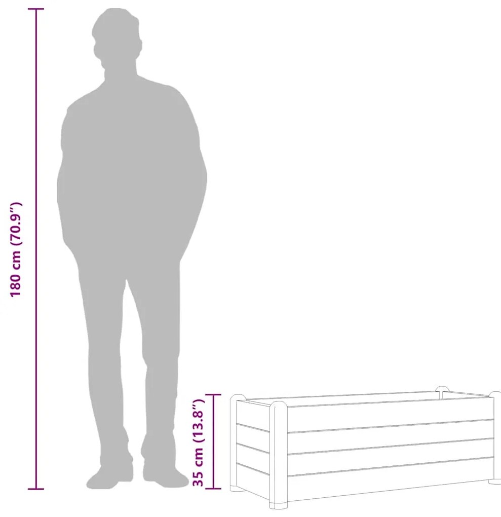 vidaXL Marketos Vyvýšený záhon PP moka 100 x 43 x 35 cm