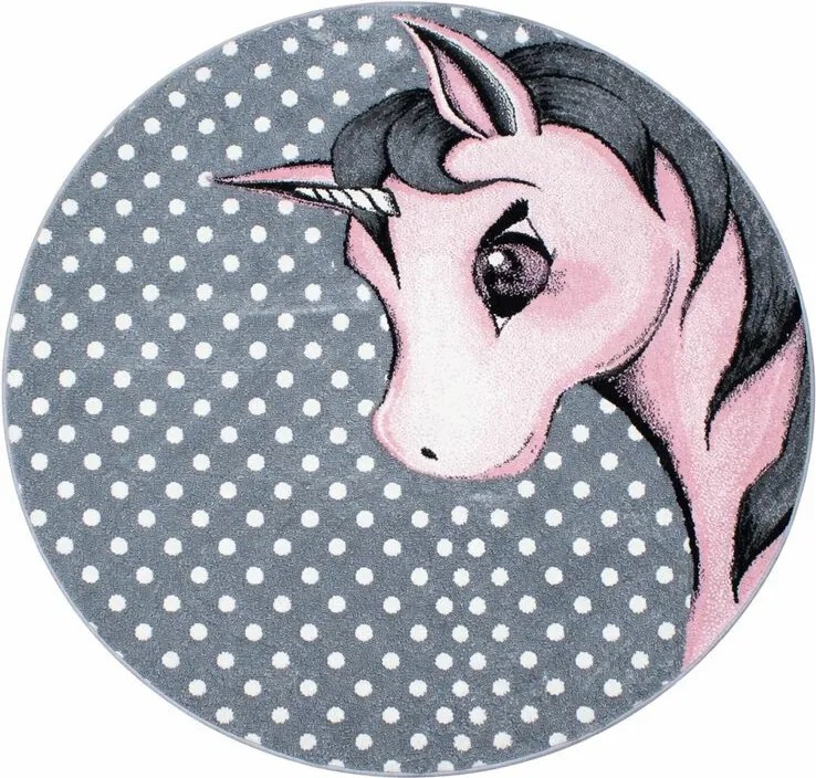 Ayyildiz, Dětský kusový koberec Kids 590 pink kruh, 160x160 (průměr) kruh, růžová, dětský pokoj