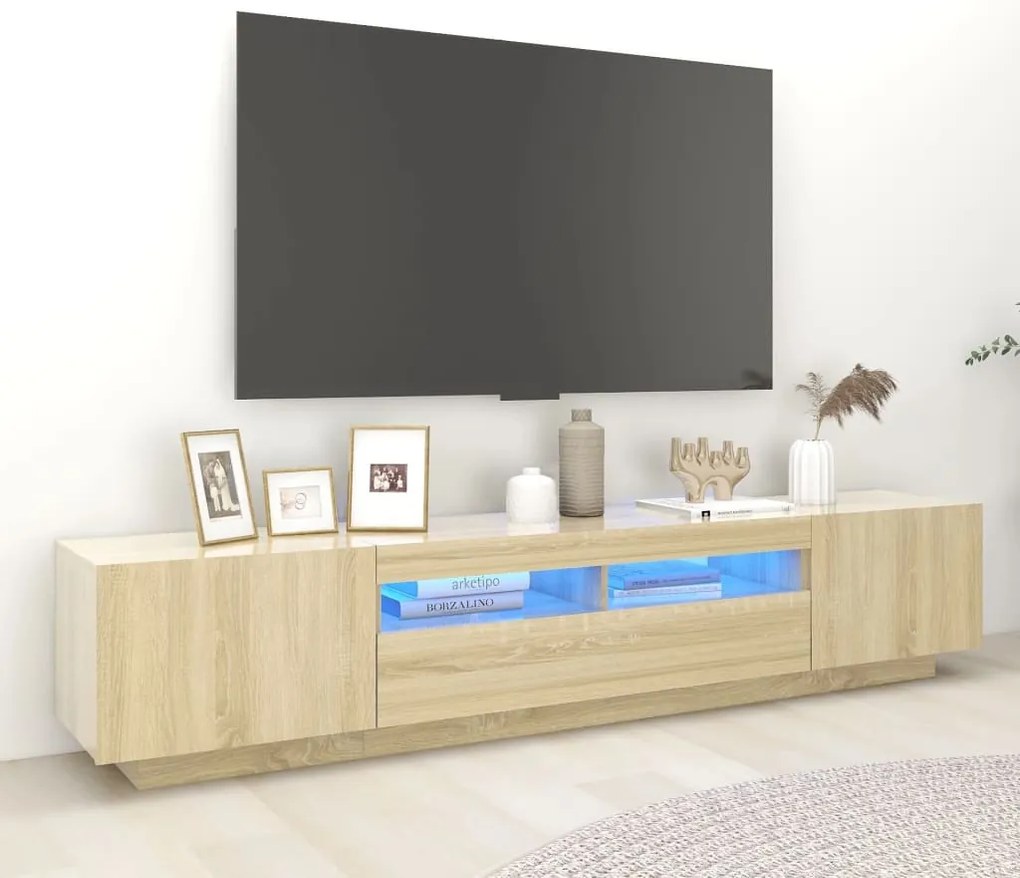 TV skříňka s LED osvětlením dub sonoma 200 x 35 x 40 cm 3081909
