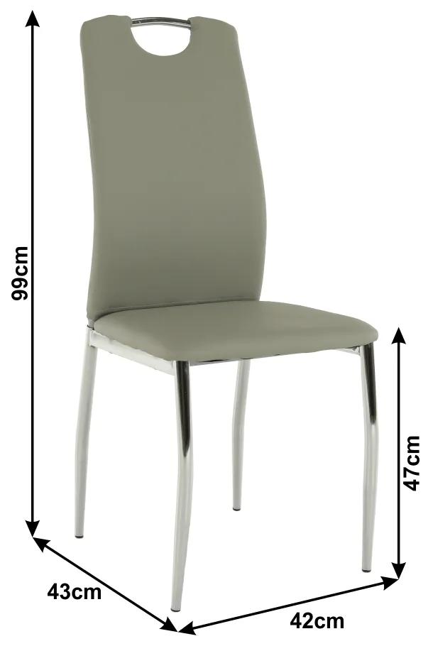Jídelní židle, ekokůže šedá / chrom, ERVINA