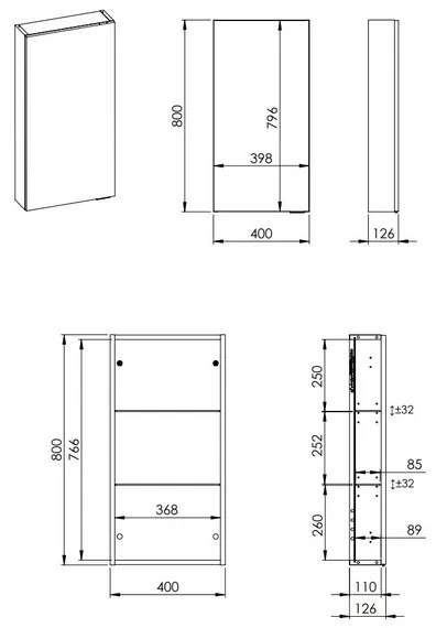 LOTOSAN univerzální horní skříňka SLIM 40cm, bílá matná AQ UN8322