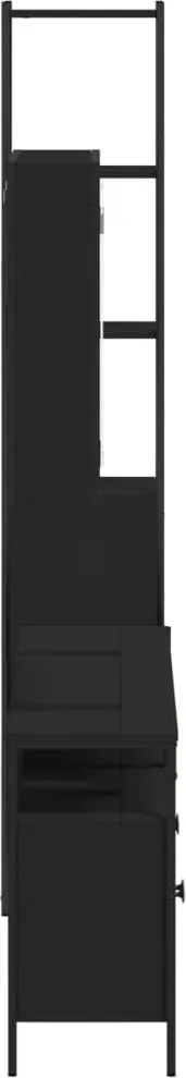 vidaXL 4dílná koupelnová sestava kompozitní dřevo [3214745] Barva: Černá