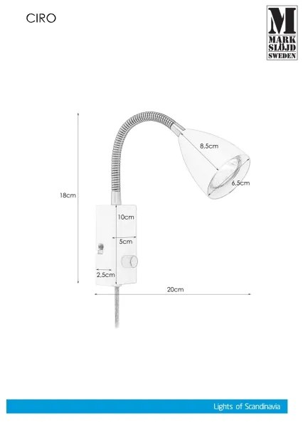 Markslöjd 106589 - Stmívatelné nástěnné svítidlo CIRO 1xGU10/7W/230V černá