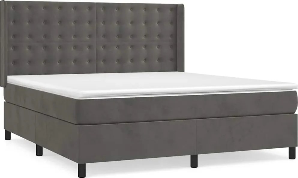 Box spring postel s matrací tmavě šedá 160x200 cm samet 3132928