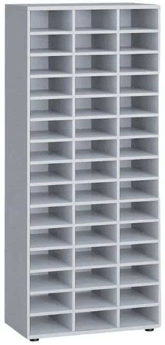Třídicí regál PRIMO GRAY, 800 x 420 x 1781 mm, 45 přihrádek, šedý