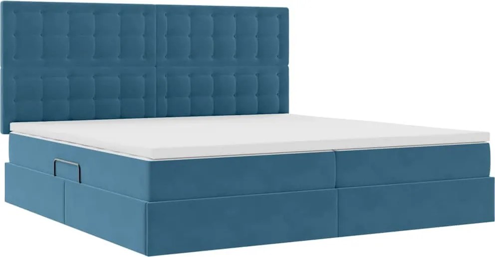 Postel s úložným prostorem a matrací Tmavě modrá 200 x 200 cm 3372175