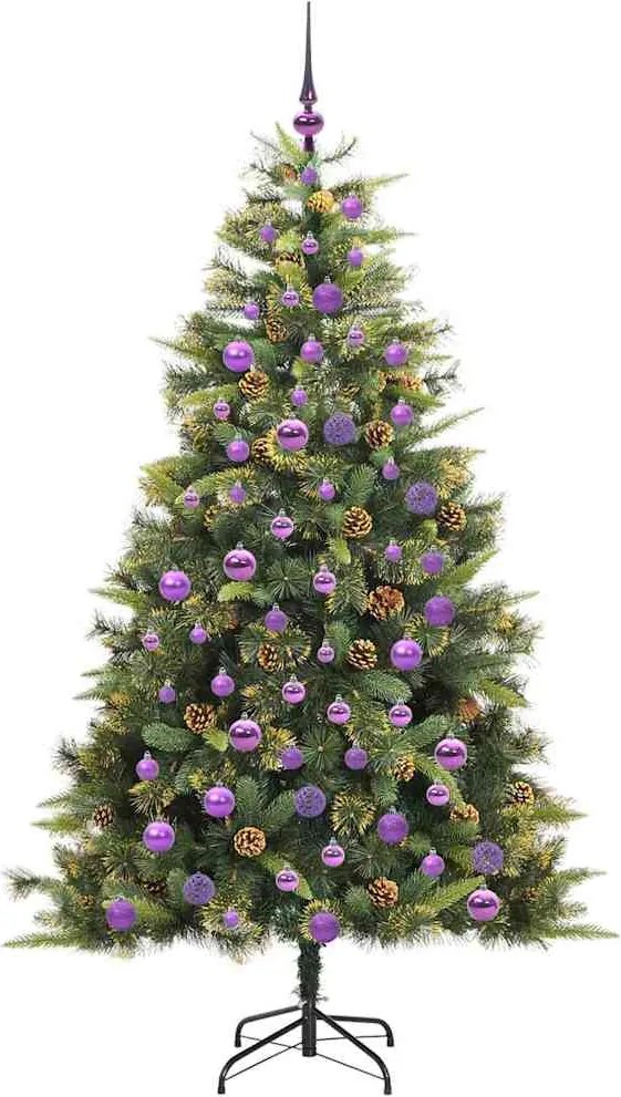 Umělý sklopný vánoční stromeček s kužely 300 LED Teplá bílá 3395095