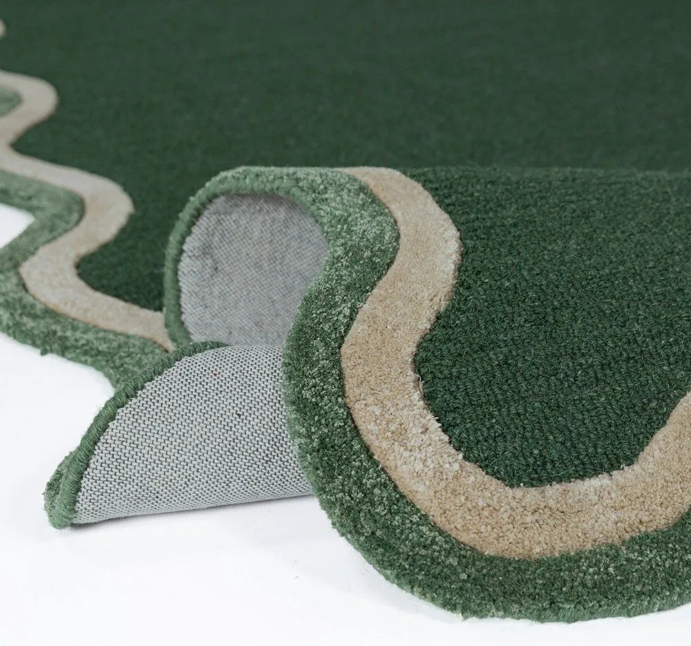 Tmavě zelený ručně tkaný koberec s příměsí vlny 160x230 cm Rivo Wool – Flair Rugs